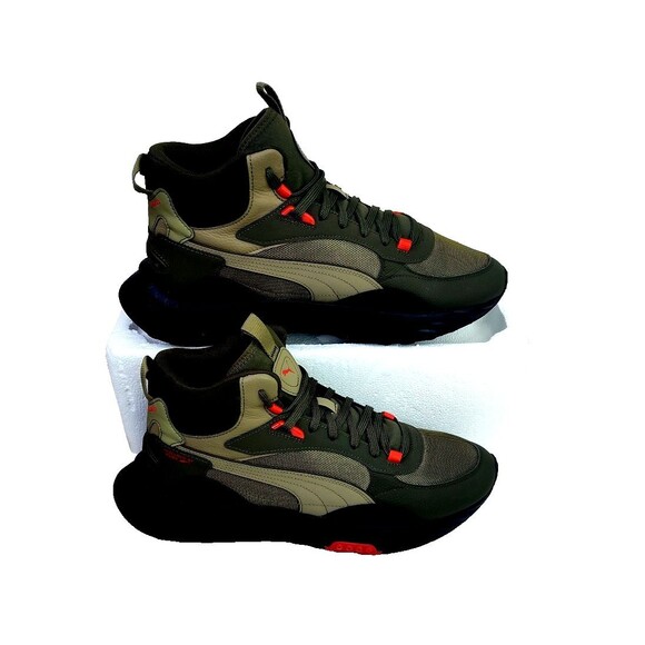 Puma | Shoes | Puma Rider Mens Sz 2 High Tops Gray Red Sneakers ...